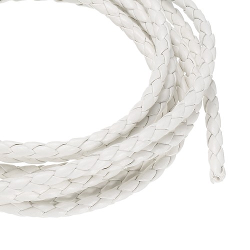 2 Pcs Braided Leather Cords, Round Leather Strap 4mm Dia. 2.32 Yards ...