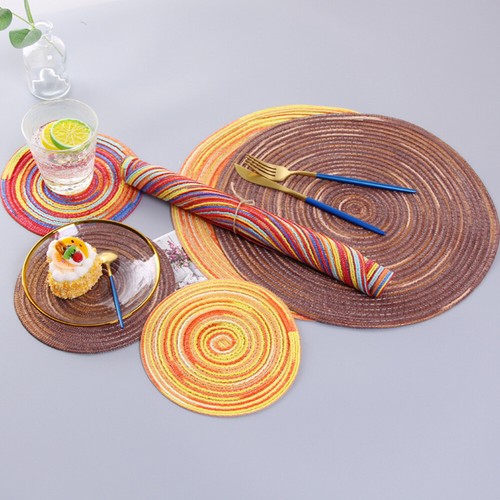 Napperons Ronds Tressés Tissés Pour Table De Dîner Lavables 38Cm / | eBay