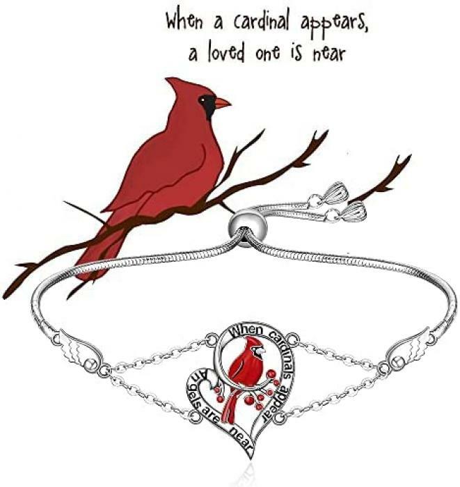 925 Sterling Silver Red Cardinal Bracelet Cardinals Appear When Angels ...