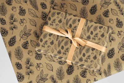 3 x Brown Kraft Autumn Paper wrapping paper A3 eco friendly thick ...