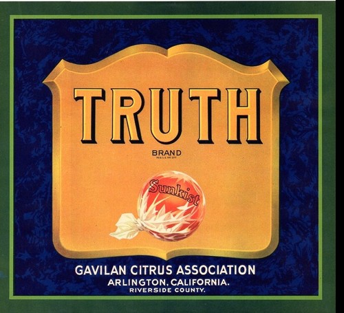 Truth Brand 1940s VINTAGE California Orange Crate Label NOT A COPY | eBay