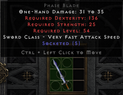 5 Open Sockets 5OS Phase Blade - Diablo 2 D2R Non-Ladder Softcore PC/PS ...