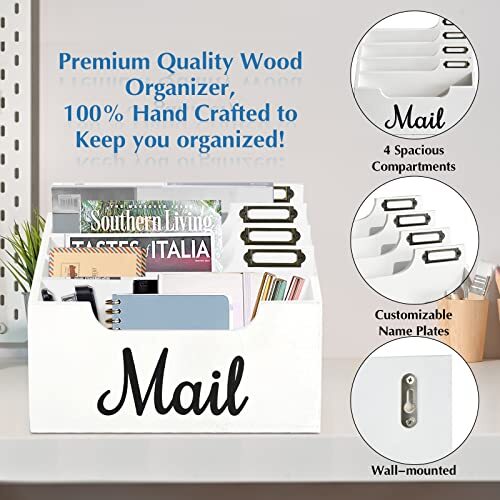 Rustic Mail Organizer Letter Sorter for Counter, Mail Holder Desktop ...