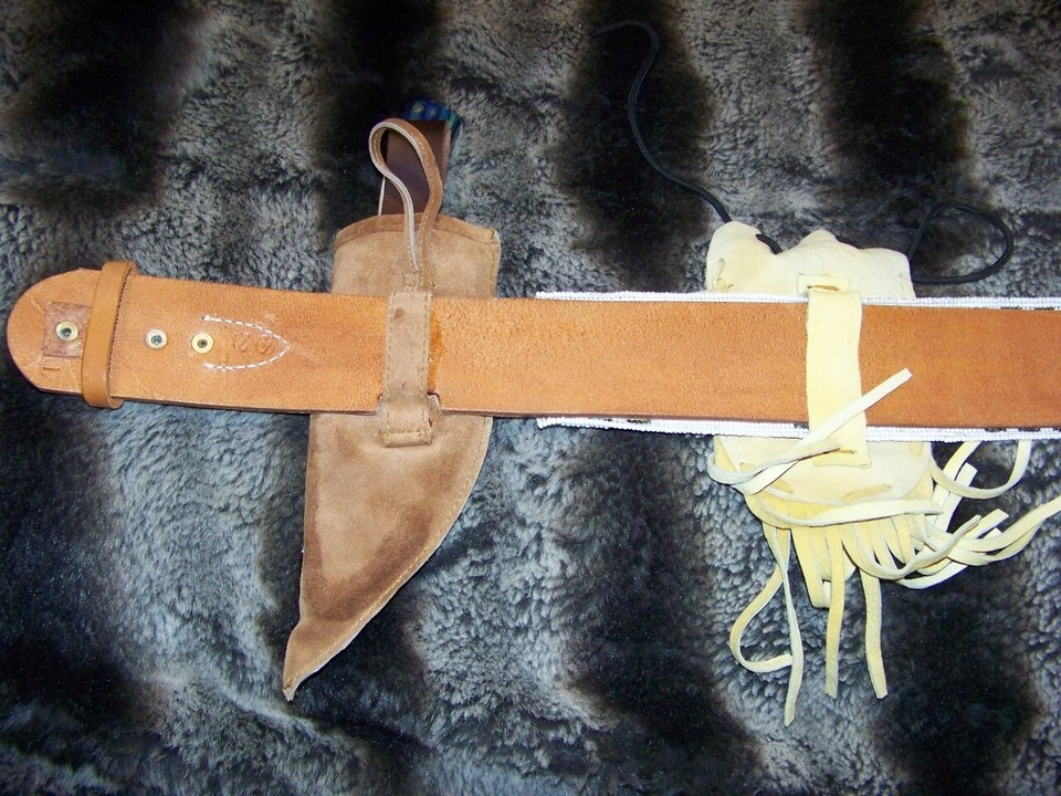 CUSTOM BEADED GUNFIGHTER/POW WOW /MOUNTAIN MAN BELT , KNIFE AND HOLSTER ...