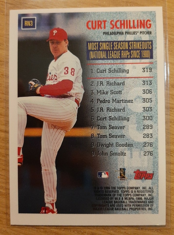 1999 TOPPS RECORD NUMBERS CURT SCHILLING #3 PHILADELPHIA PHILLIES | eBay