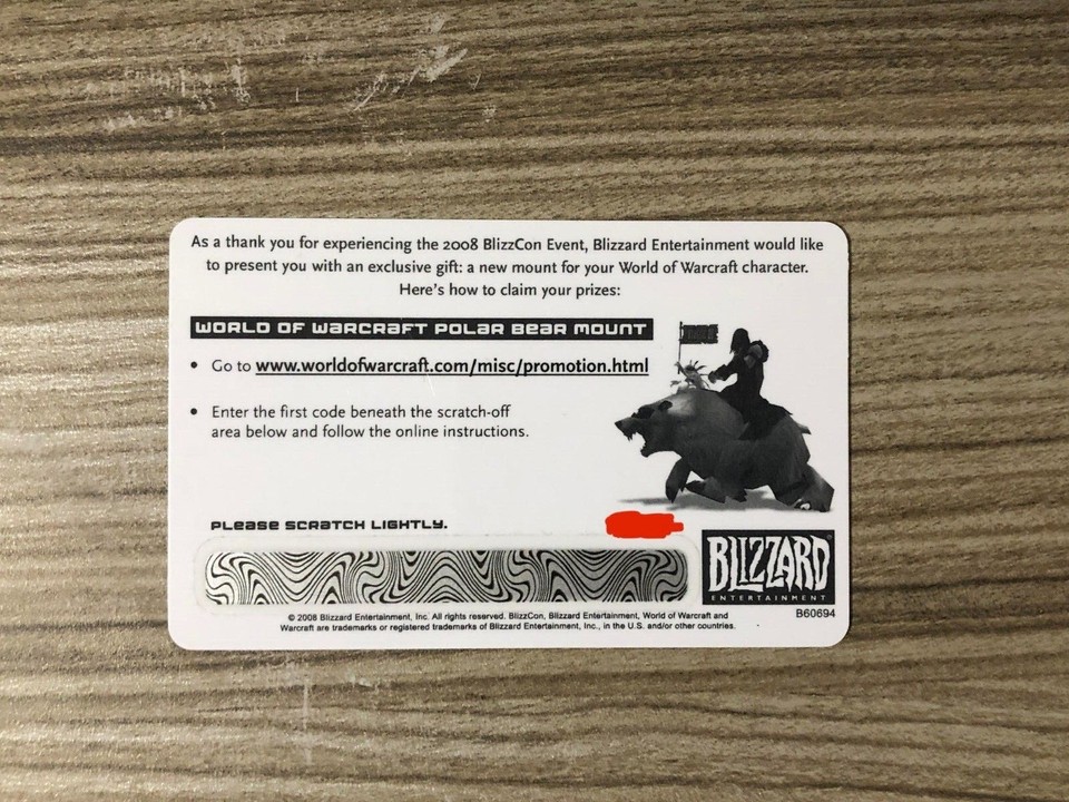 Blizzcon 2008 Loot Card to get the Polar Bear mount, unscratched | eBay