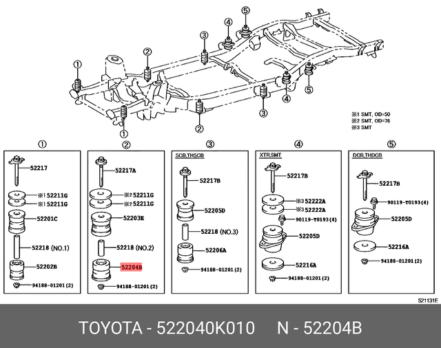 Genuine OE frame rubber mount 522040K010 for TOYOTA 52204-0K010 online ...