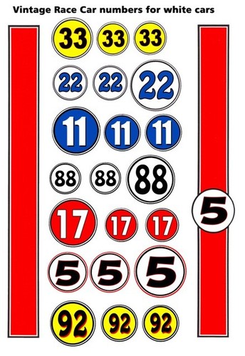 Race Car Numbers - Can Am - F1 - SCCA 1/32nd Scale Slot Car Decals | eBay
