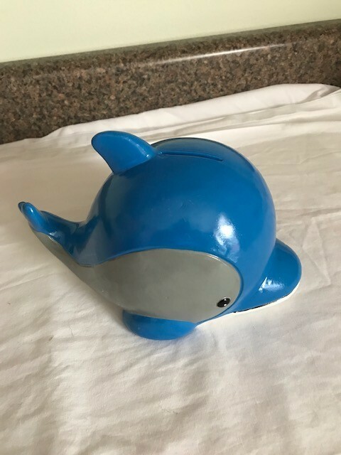 dolphin bank excellent condition approx 9 1/2" long and 5 1/2" tall 6 1 ...