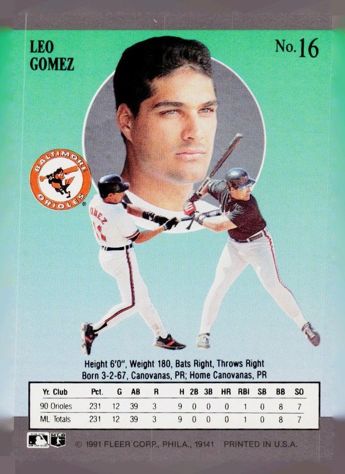 1991 Ultra #16 Leo Gomez Baltimore Orioles | eBay