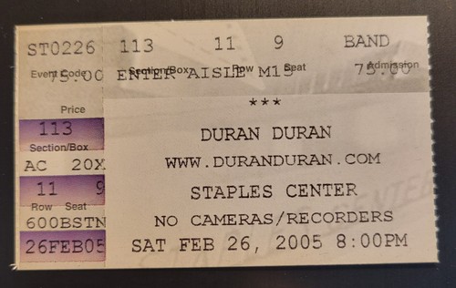 2005 Duran Duran Concert Ticket Stub 2/26/05 Staples Center Los Angeles ...