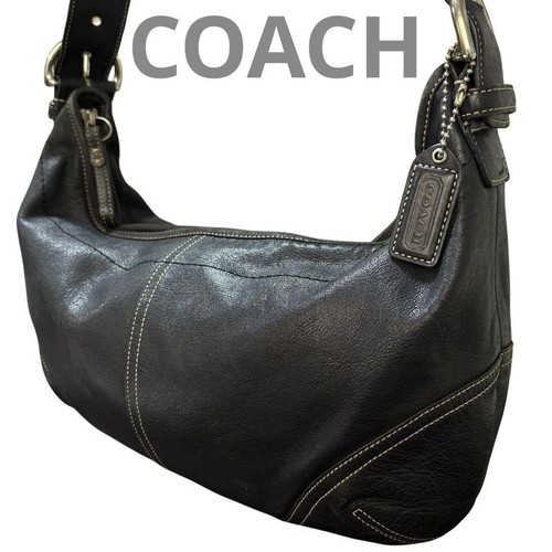 Coach All Leather Black Hobo Shoulder Bag 9542 Authentic Excellent ...