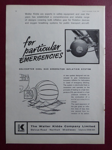 7/1966 PUB WALTER KIDDE HELICOPTER COOL GAS GENERATOR INFLATION SYSTEM ...