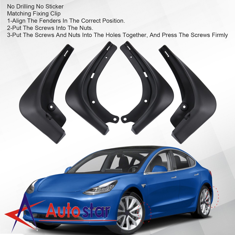 4PCS NEW Splash Guards Mud Flaps Front Rear For Tesla Model 3 2016-2022 ...