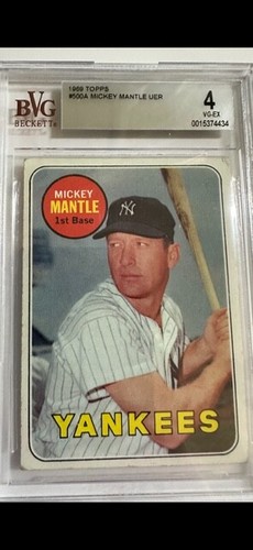 Mickey Mantle Yankees 1969 Topps #500A UER Beckett Graded VG-EX 4 | eBay
