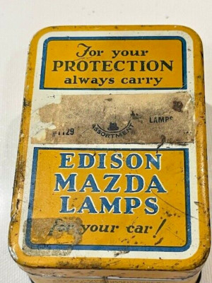 2416U - Vintage Edison Mazda Car Auto Lamp Light Bulb Advertising Tin W ...