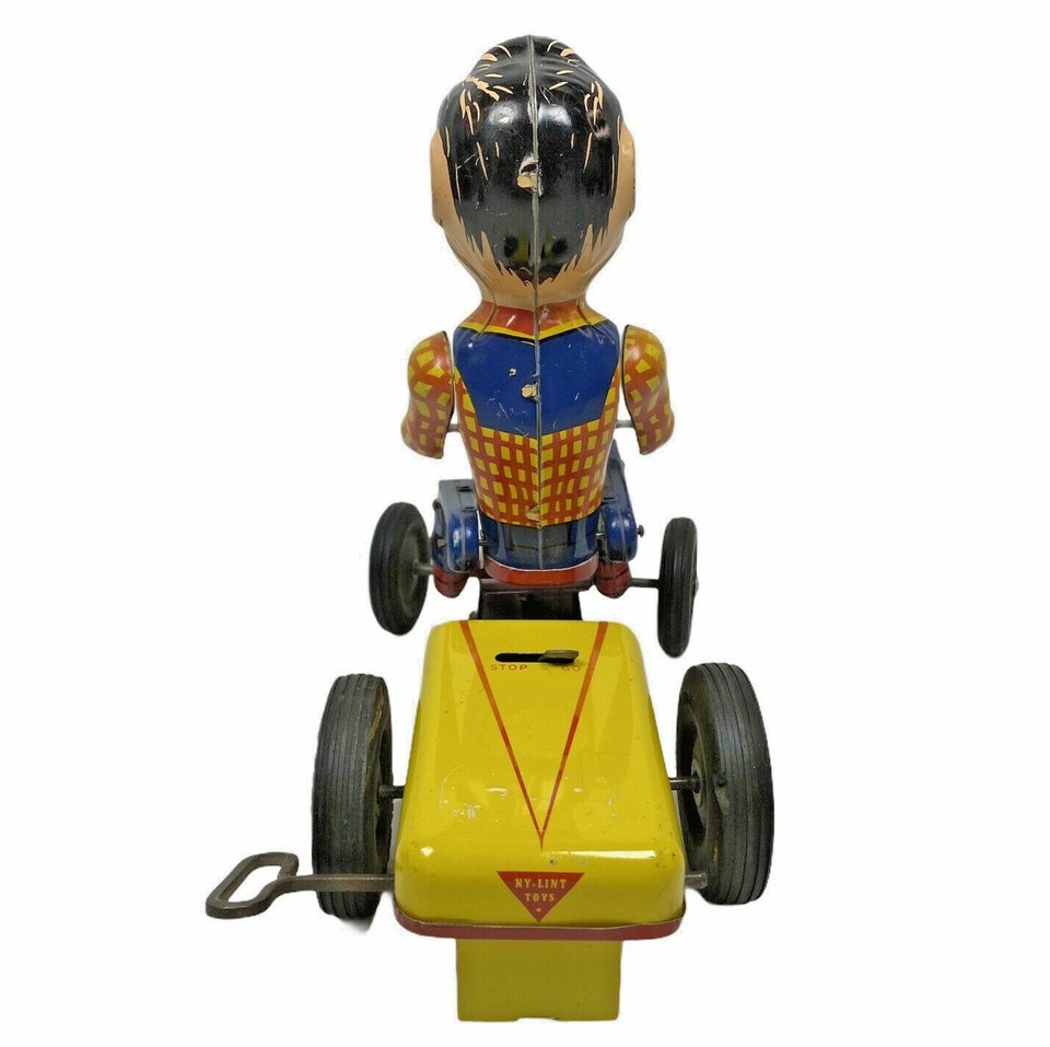 Vtg 1950s Ny-Lint HOWDY DOODY Cowboy Pump-Mobile Wind-Up Tin Litho Go ...