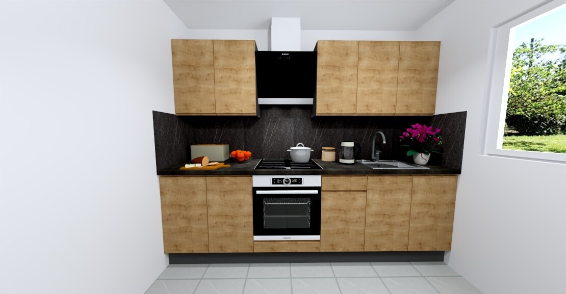 Handleless kitchen units set William, kitchen set, high quality oak ...