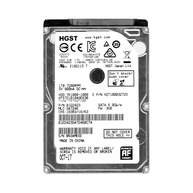 HGST TravelStar 7K1000 1TB 7.2k 32MB SATA III 2.5'' HTS721010A9E630 for ...