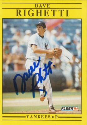 DAVE RIGHETTI NEW YORK YANKEES SIGNED 1991 FLEER CARD #677 | eBay