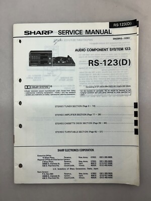 Sharp RS-123 Original Service Manual Free Shipping | eBay