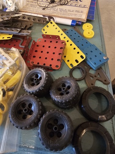 Vintage Large Lot Of Erector Set Pieces W/2 Motors And Paperwork-Very ...