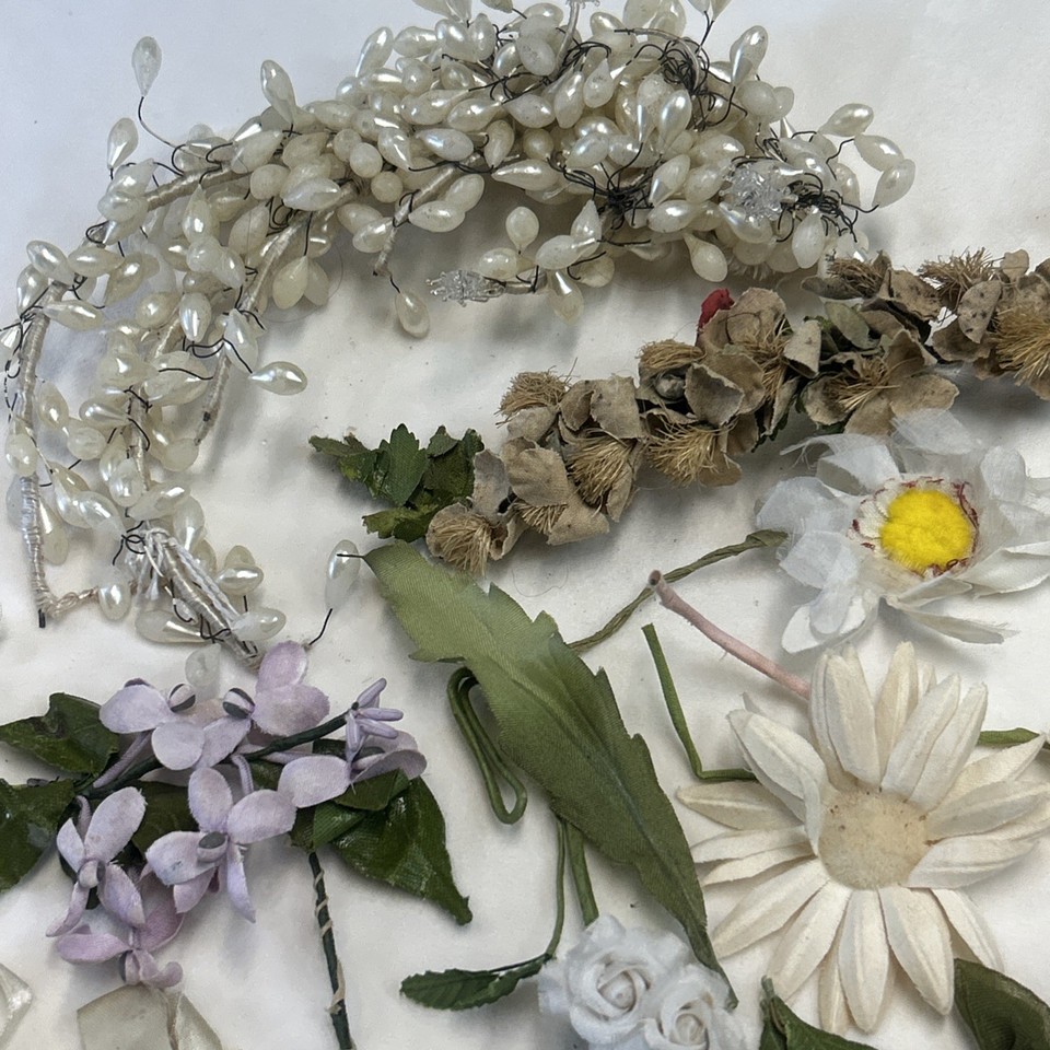 Lot 27 Vintage Millinery Flowers Trim Pearls Velvet Purples Corsage ...
