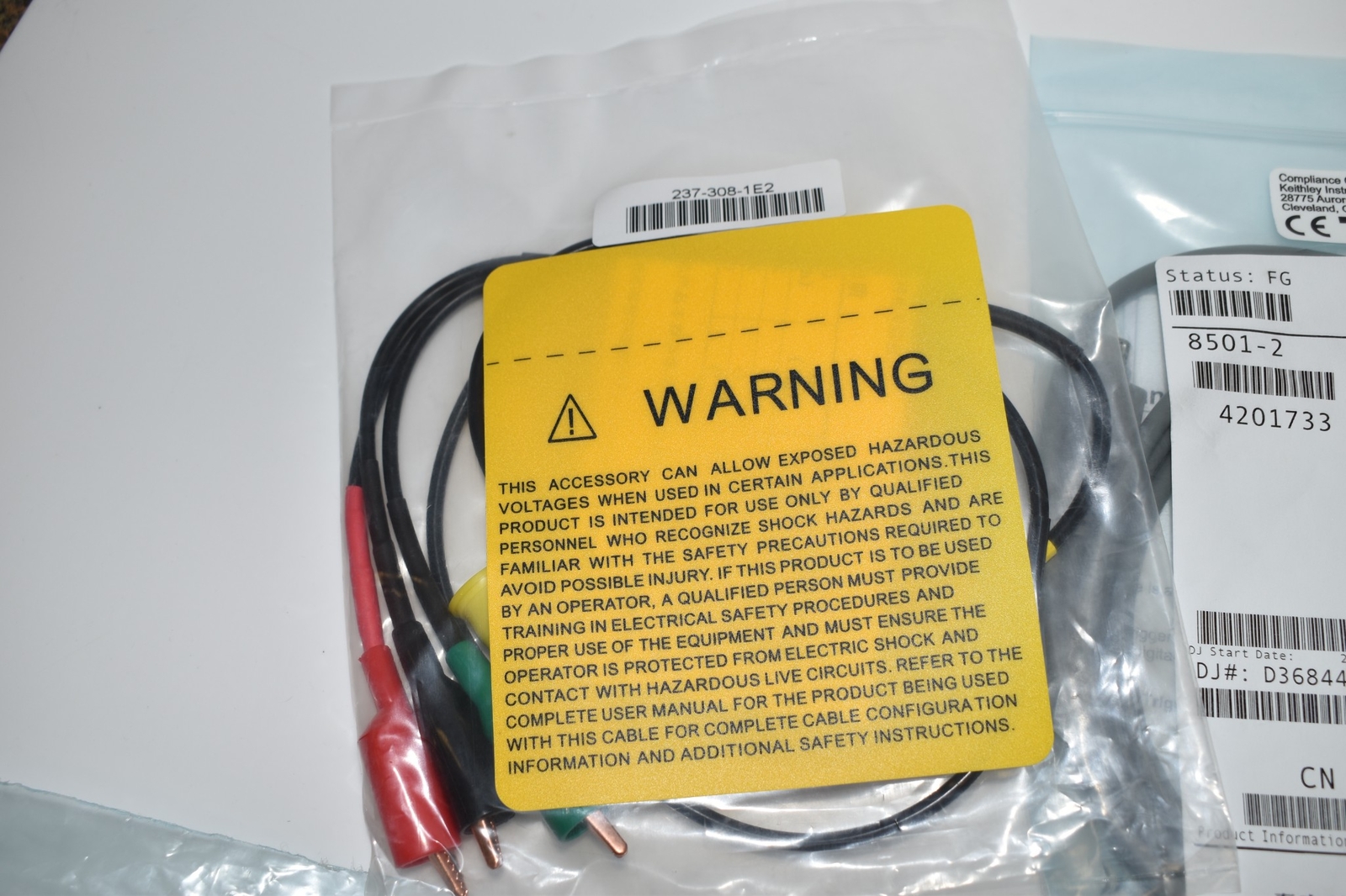 KEITHLEY CURRENT SOURCE KIT- 237-308-1E2 SPADE LUG CABLE- 8501-2- CA ...