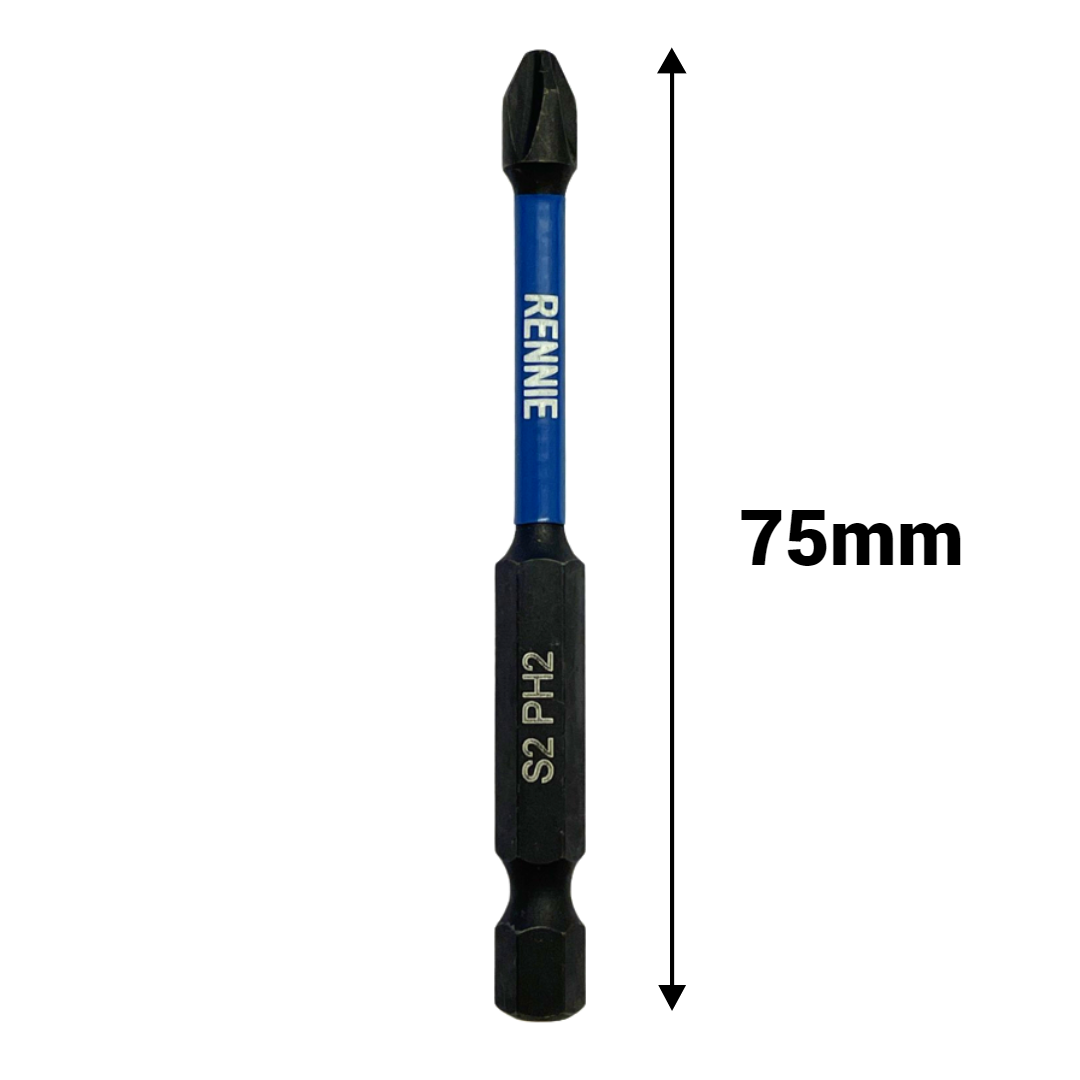 10 x PH2 75mm Long Magnetic Impact Duty Screwdriver Drill Driver Bits ...