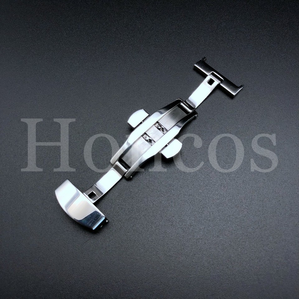 20MM BUTTERFLY LEATHER WATCH BAND DEPLOYMENT BUCKLE CLASP PUSH BUTTON ...