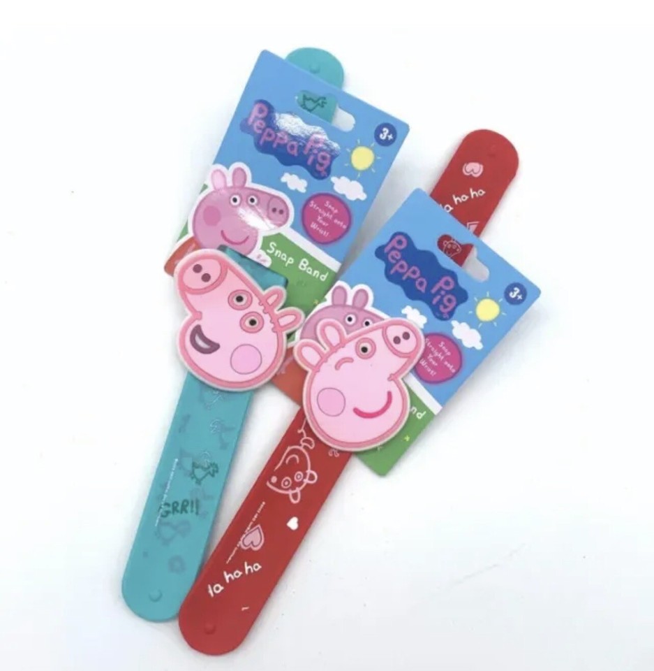 PEPPA PIG Slap Band Snap Bracelet Kids Party Bag Favour Stocking Filler ...