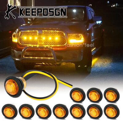 10X 3/4'' Round LED Side Marker Lights Bullet Amber Truck Trailer for ...