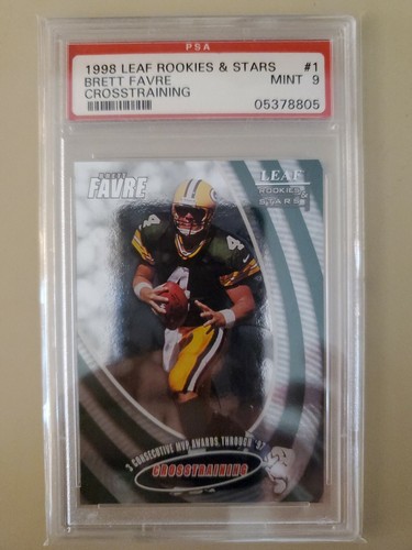 1998 Leaf Rookies Stars Brett Favre CROSSTRAINING card #1 PSA 9 POP 6 ...