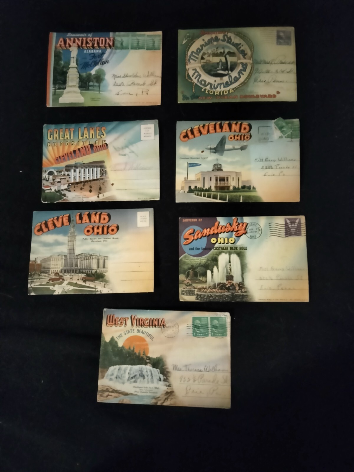 Lot of 7 Vintage 1940s Picture Postcard Fold Out Souvenir Folders | eBay