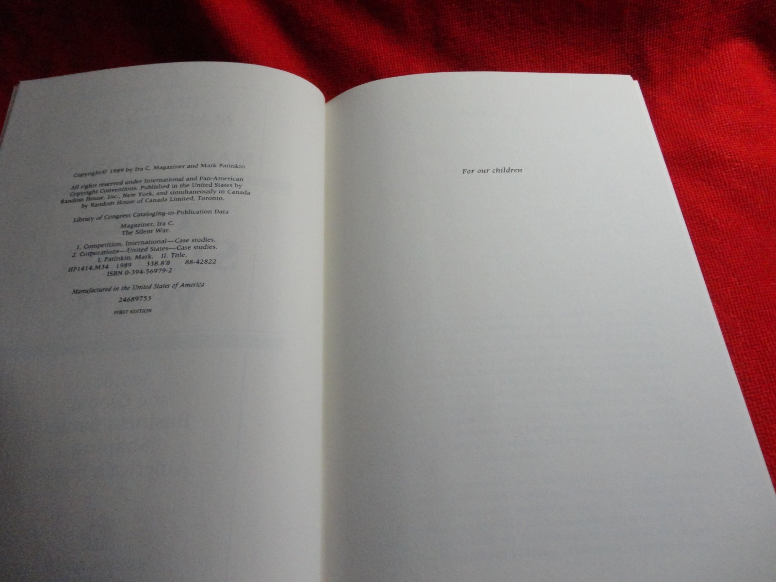 THE SILENT WAR BY IRA MAGAZINER AND MARK PATINKIN (LARGE HARDCOVER BOOK ...