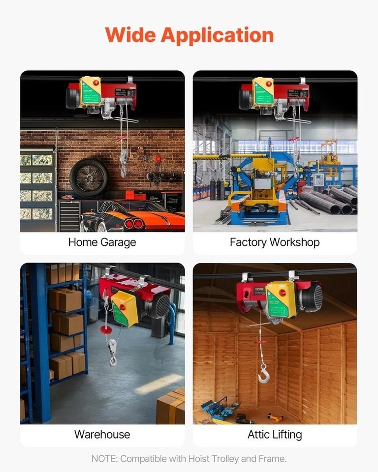 2200Lbs Electric Hoist with Wireless Remote Control,110V Electric Hoist ...