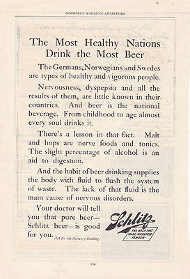 MAGAZINE AD #A2-046 - 1800s to early 1900s SCHLITZ BEER - HEALTHY ...