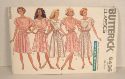 Butterick Classics 6436 Very Easy Flared Dress Misses' 14-18 Pattern ...