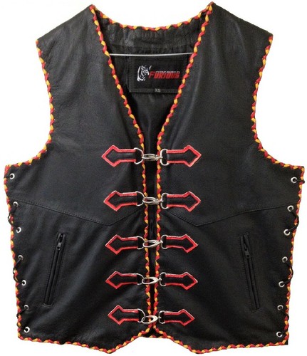 Motorcycle Leather Vest Buckle Motorbike Rider Custom Braided Leather ...