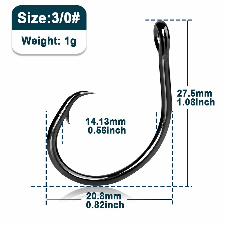 25Pcs Circle Hooks Strong Deepsea Fishing Saltwater Inline Circle Hooks ...