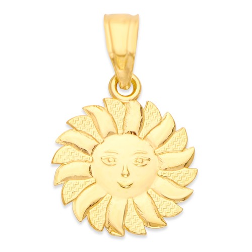 Solid Gold Dainty Sun Pendant Pendent Polish Finished in 10k or 14k | eBay