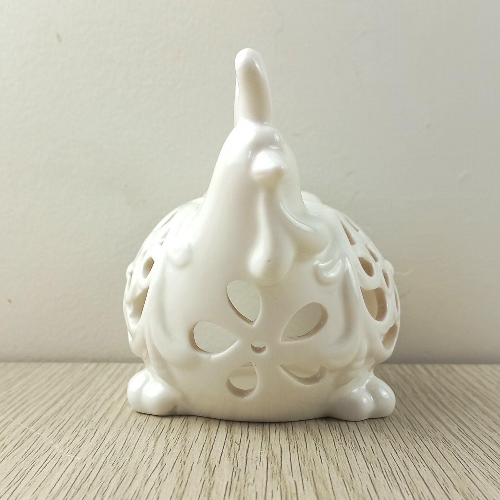 Ceramic Filigree Rooster Votive Candle Pot Pouri Holder White Chicken ...