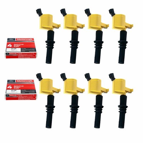 8+Yellow DG511 Coils +8 Motorcraft SP546 Plug For Ford Lincoln Mercury ...