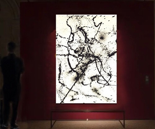64”X44” Pollock/Richter style canvas painting Acrylic,Abstract, Modern ...