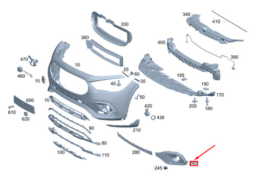 MB GLA H247 FRONT BUMPER LOWER OUTER RIGHT GRILLE COVER A2478850804 NO ...
