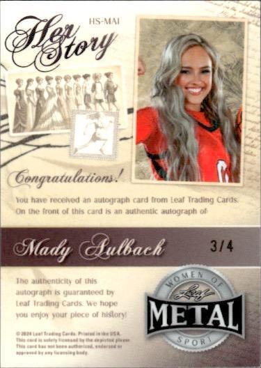 Mady Aulbach /4 Auto Her Story 2024 Leaf Metal Women of Sport | eBay