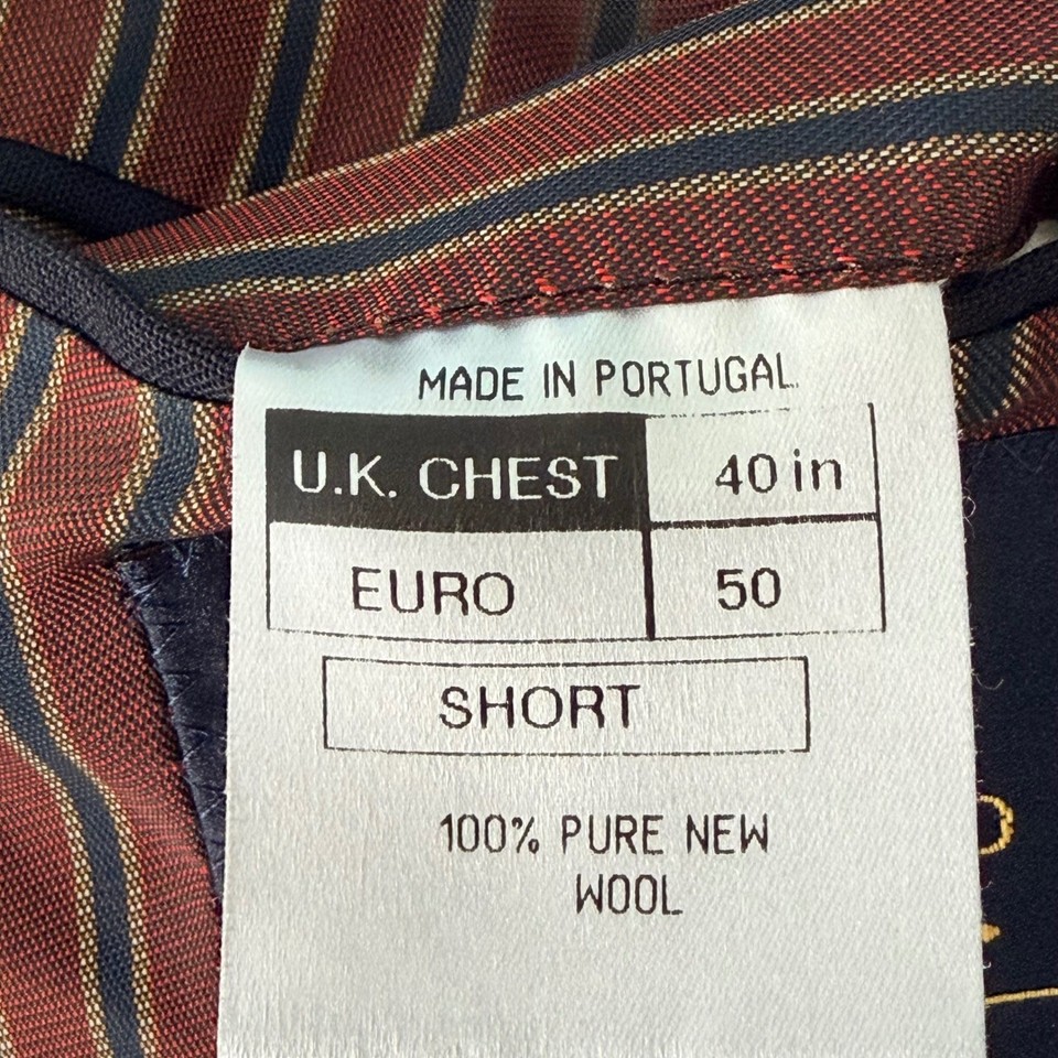 Alexandre London Navy Wool Blazer 40S Portugal Savile Row Gold Crest ...