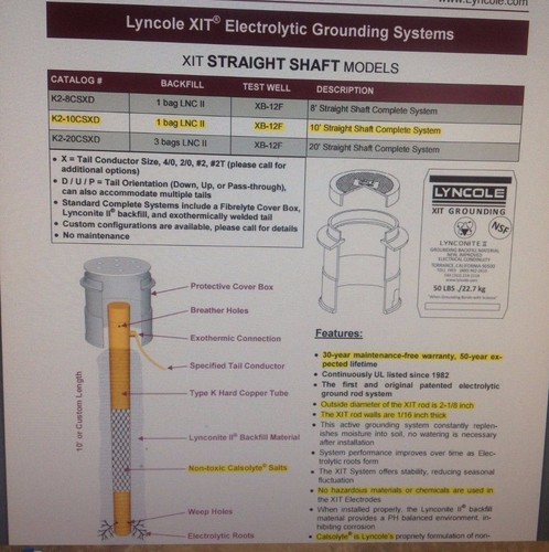 NOS Grounding Electrode StraightShaft 10' Electrolytic Xit GND SYS K2 ...