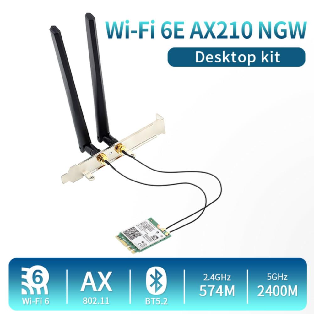 Wifi 6E WiFi Card M.2 Desktop Kit Intel AX210 M.2 Wireless Bluetooth 5. ...