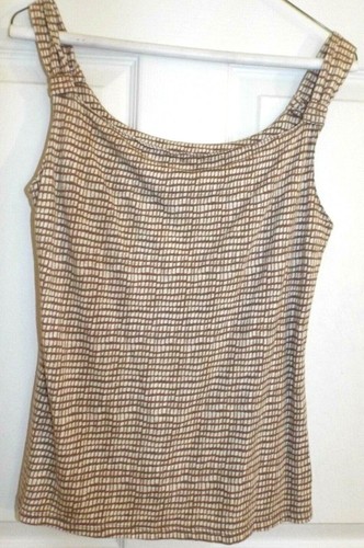 Apostrophe S tan/cream geometric print sleeveless top cotton modal ...